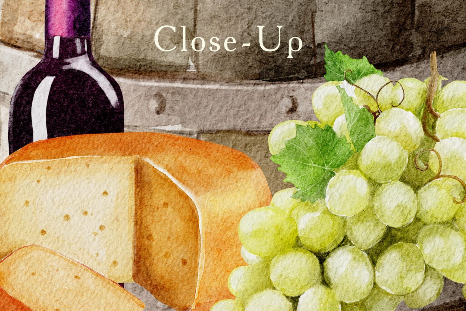 Watercolor Wine Clipart, White And Red Wine, Grapes, Cheese – MasterBundles