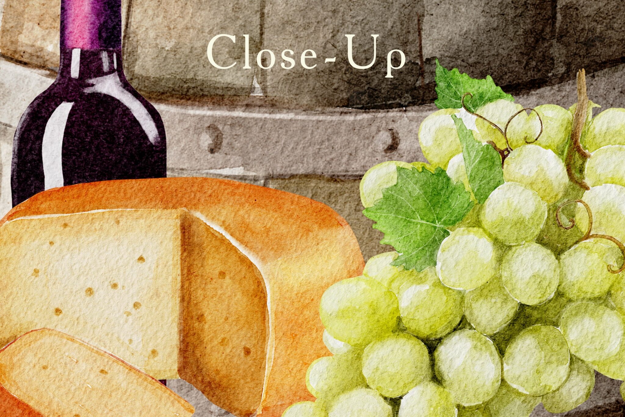 Watercolor Wine Clipart, White And Red Wine, Grapes, Cheese – MasterBundles