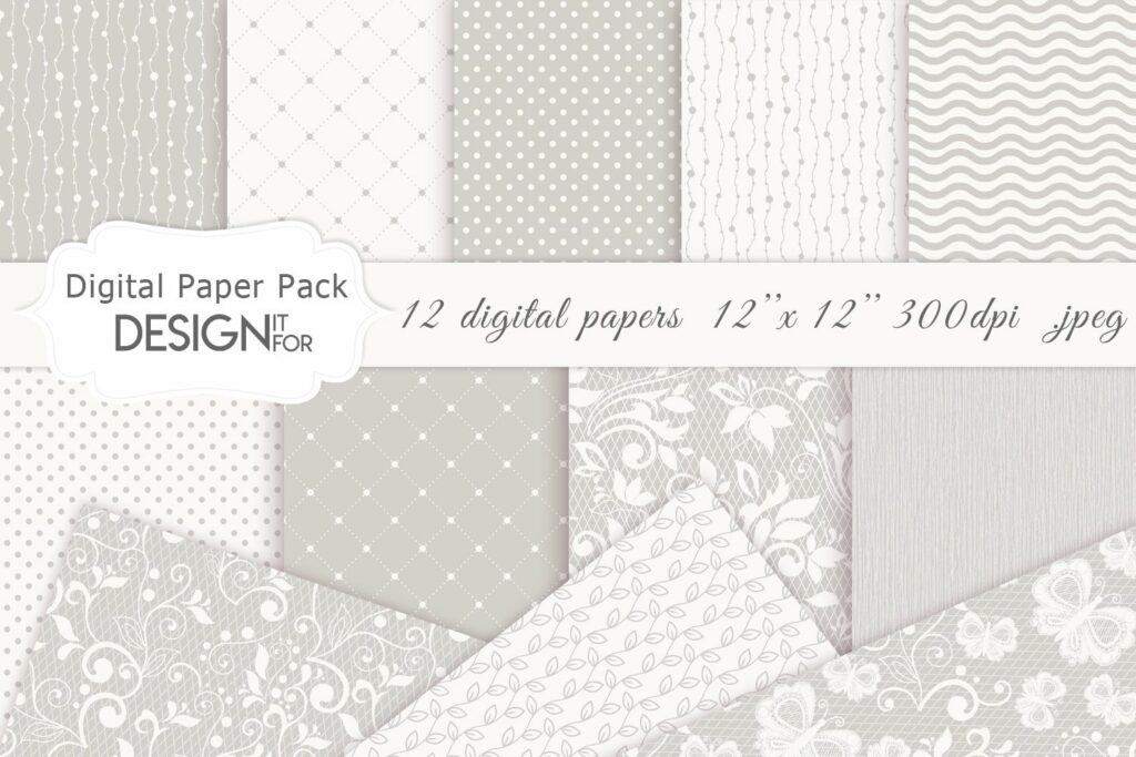 Wedding Digital Paper Pack, Wedding Patterns, Lace Papers – MasterBundles
