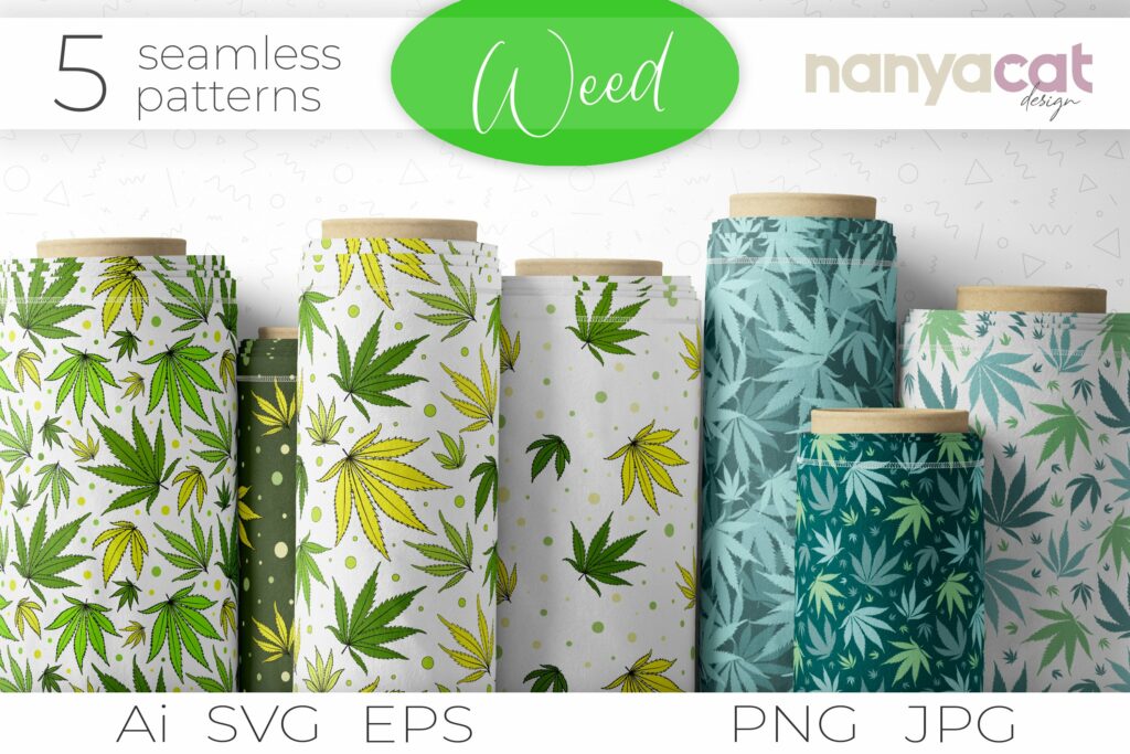 Weed Seamless Patterns | Cannabis Digital Paper PNG | Ganja – MasterBundles