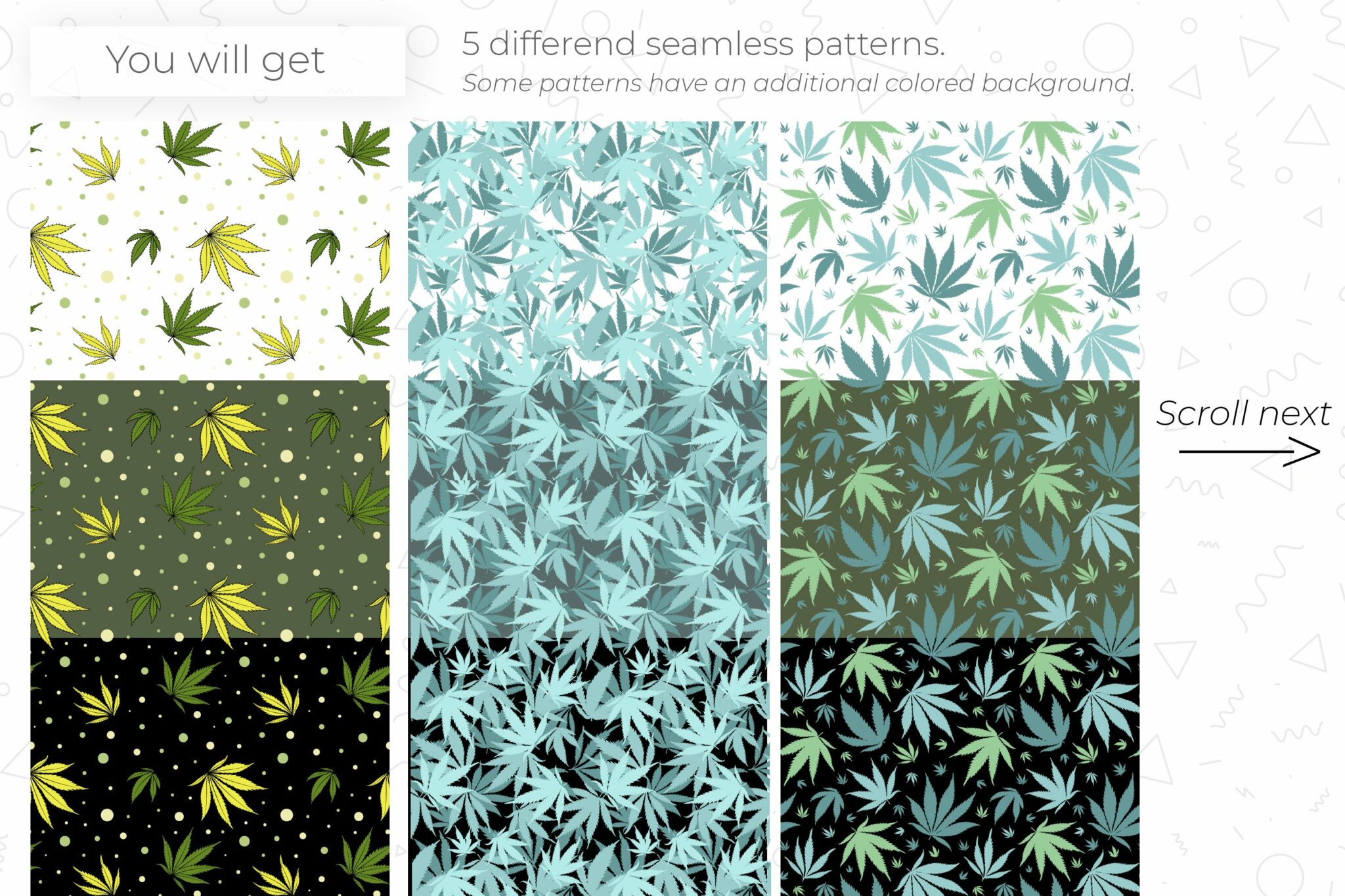 Weed Seamless Patterns | Cannabis Digital Paper PNG | Ganja – MasterBundles