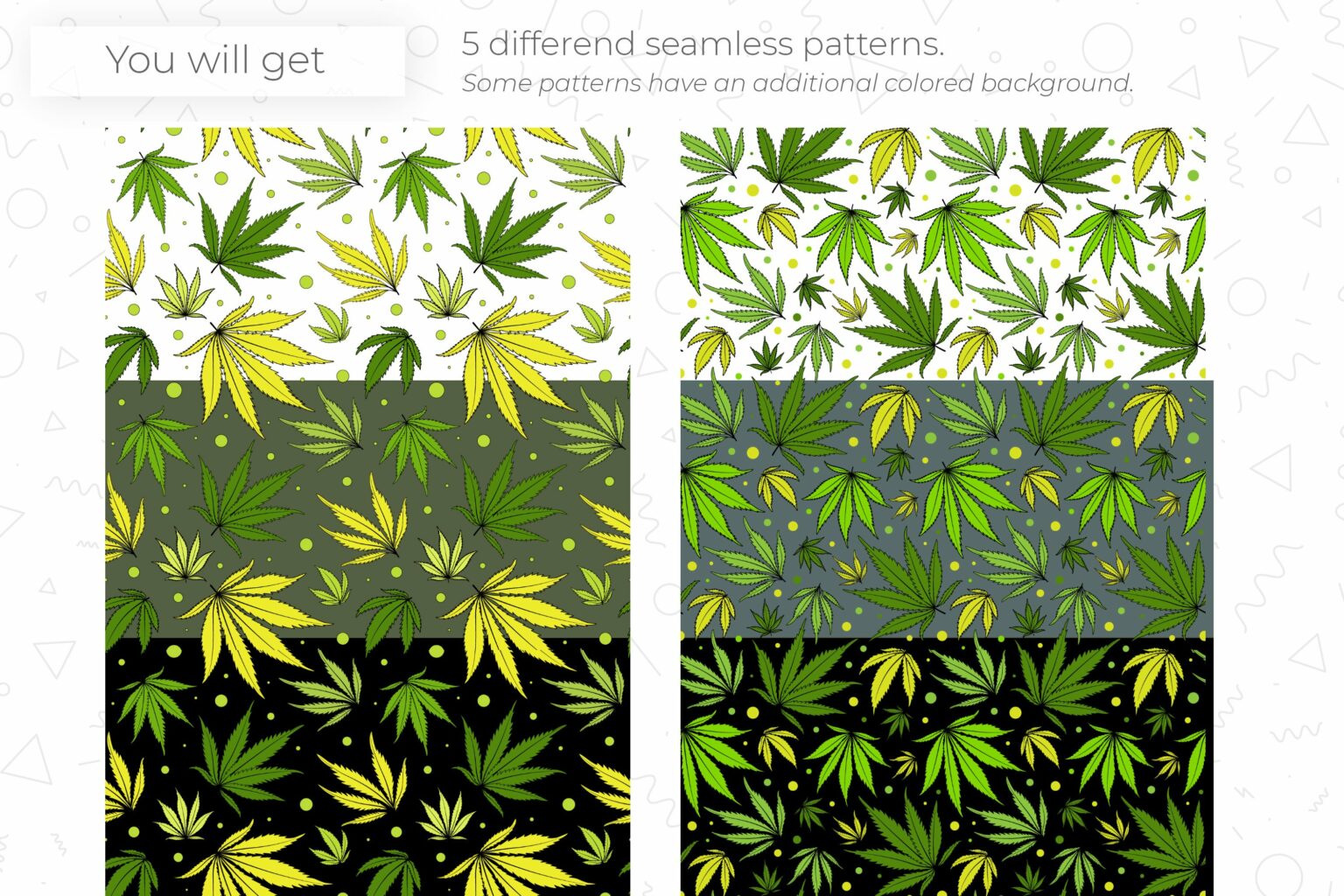 Weed Seamless Patterns | Cannabis Digital Paper PNG | Ganja – MasterBundles