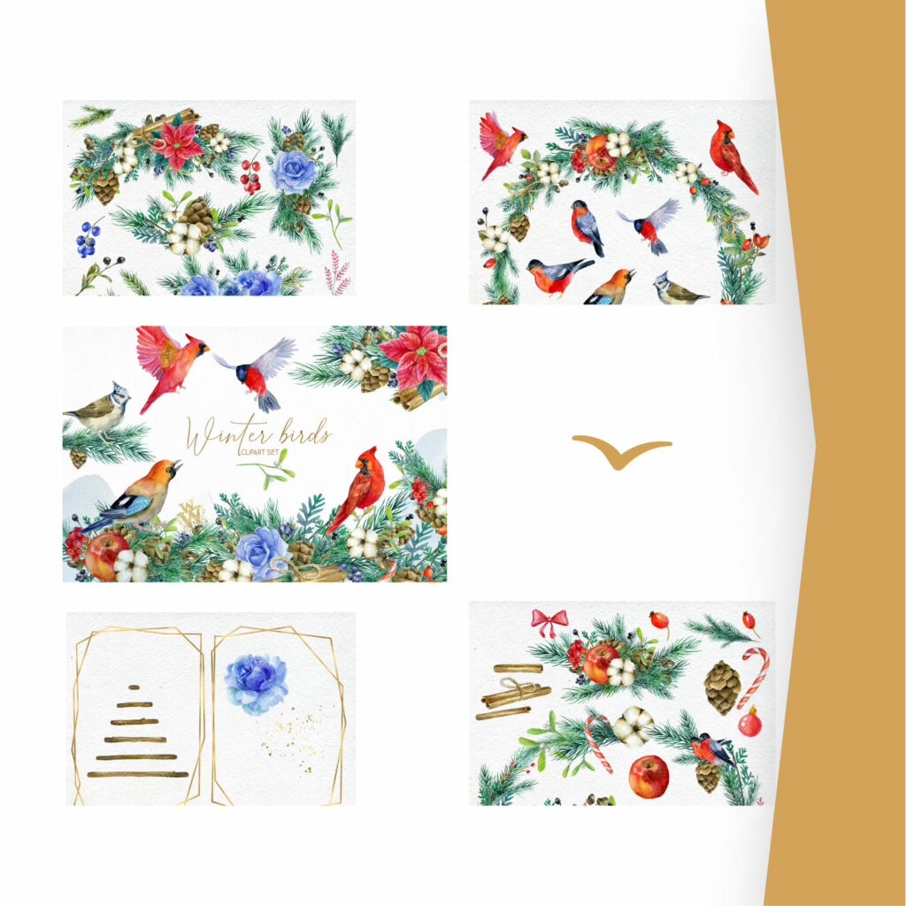 Winter Birds, Christmas Clipart – MasterBundles