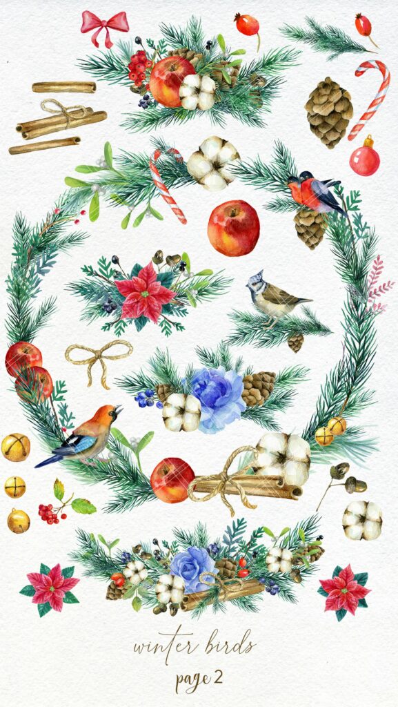 Winter Birds, Christmas Clipart – MasterBundles