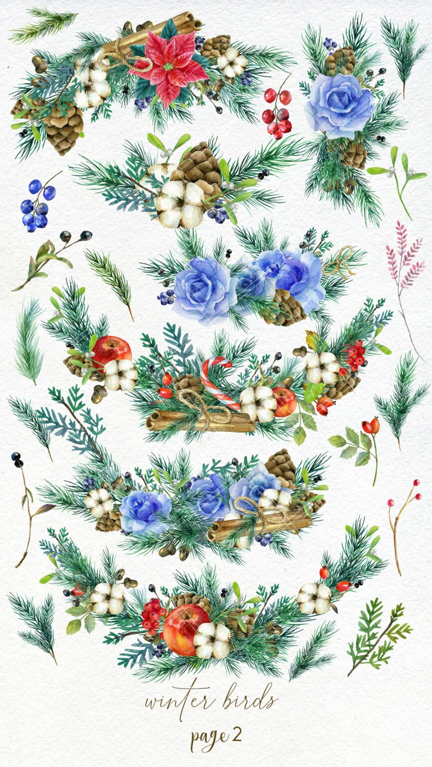 Winter Birds, Christmas Clipart – MasterBundles