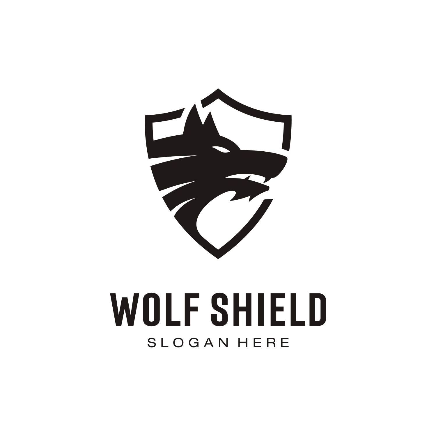 wolf head and shield logo - MasterBundles