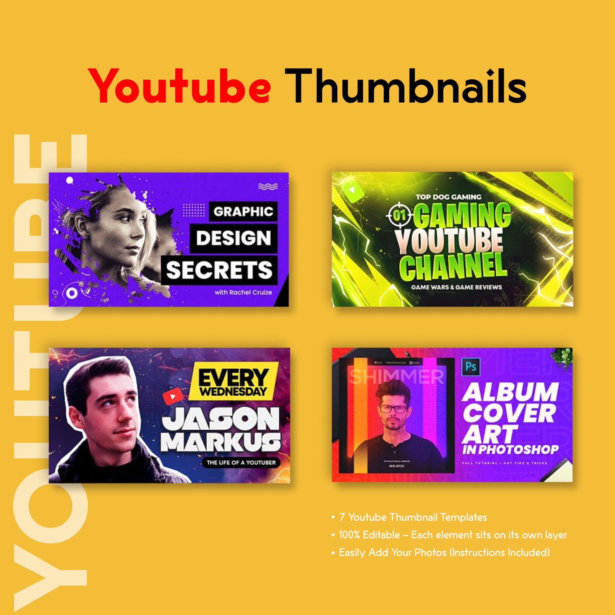 5 Photoshop Youtube Thumbnail Templates | Master Bundles