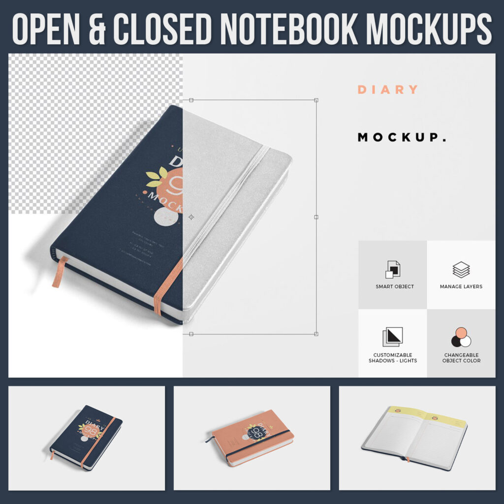 Open & Closed Notebook Mockups – MasterBundles