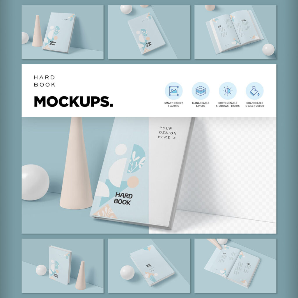 Hard Book Mockups – MasterBundles