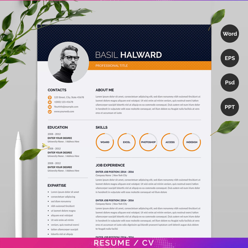 Modern And Simple Resume CV Template - MasterBundles