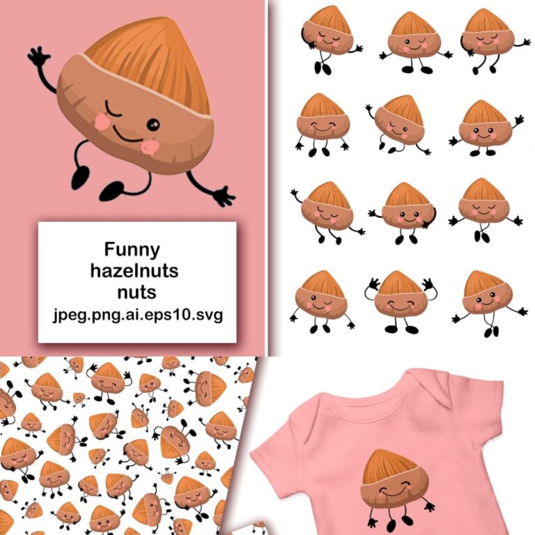 Hazelnuts Nuts Cute Characters With Human Faces – MasterBundles