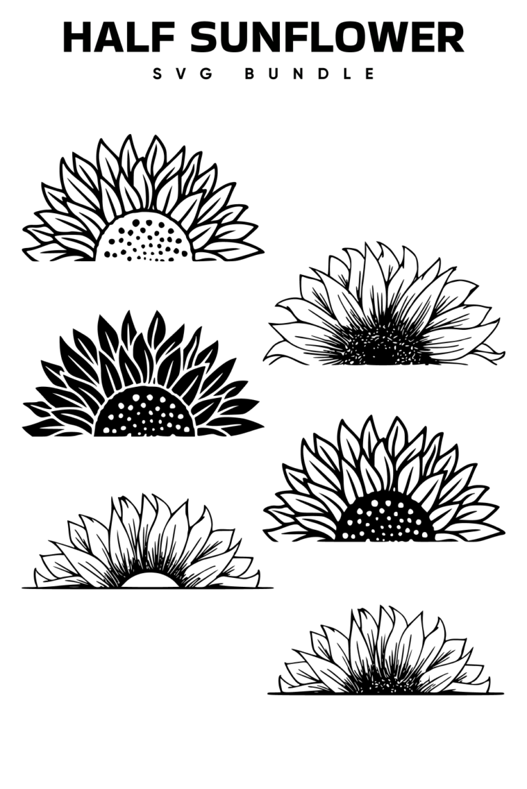Half Sunflower SVG Free – MasterBundles
