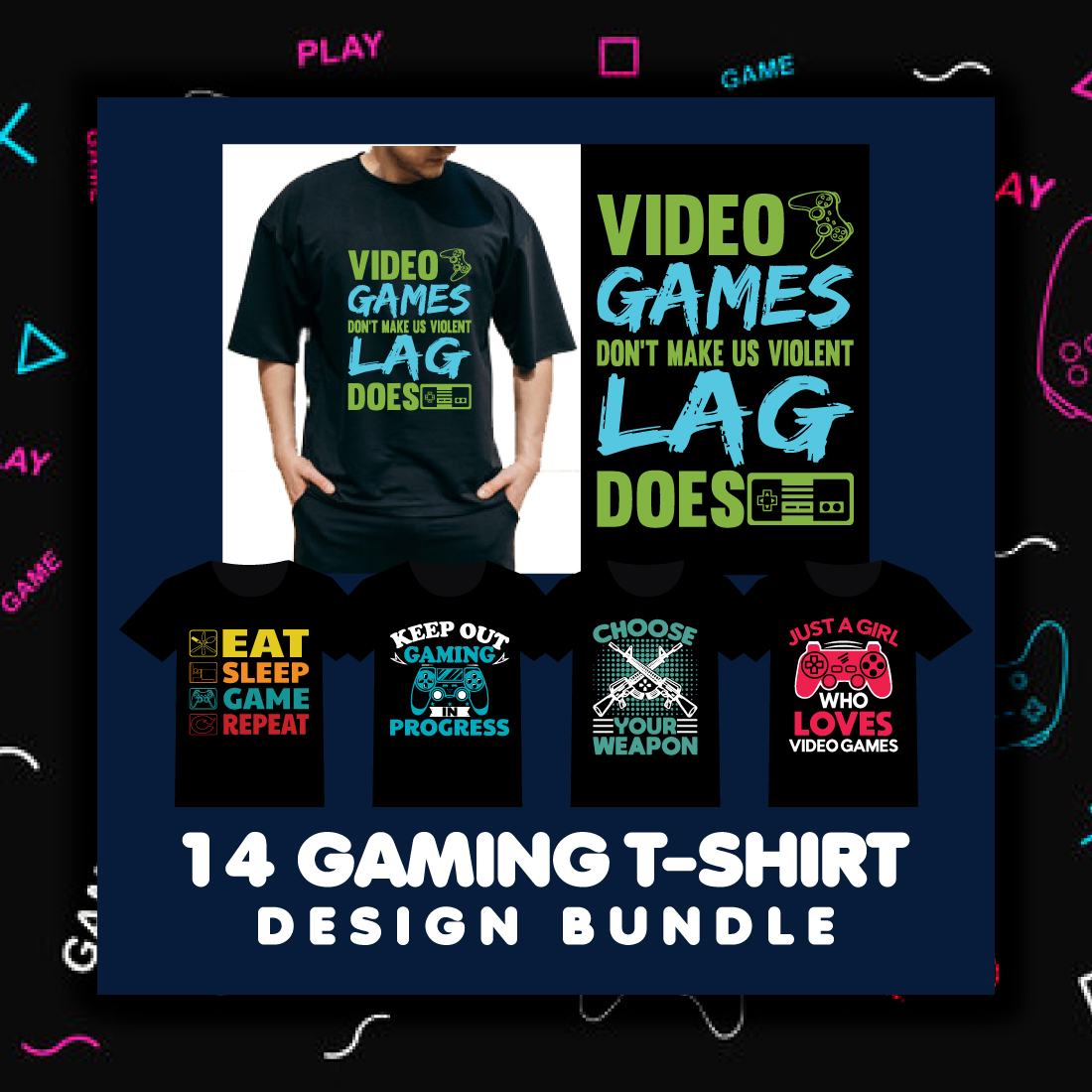 14 Gaming T-Shirt Design Bundle - MasterBundles
