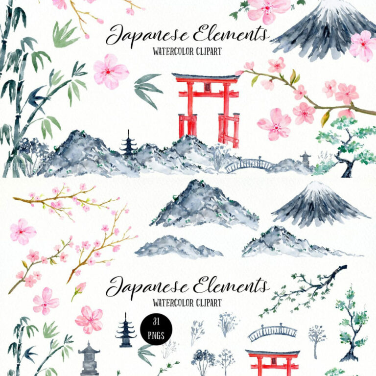 Japanese Elements Clip Art – MasterBundles