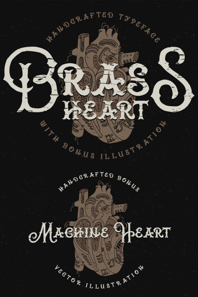 Brass heart font - MasterBundles