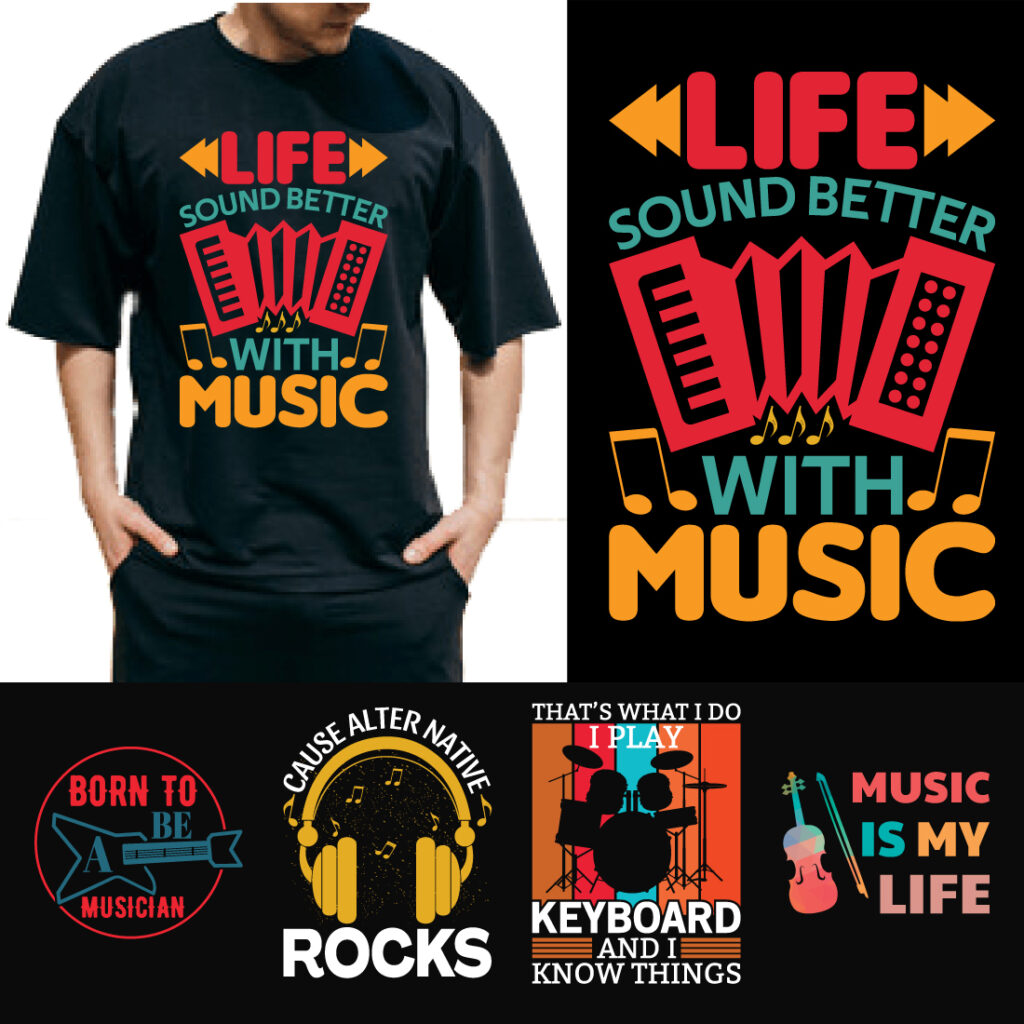 15 Music T-Shirt Design Bundle - MasterBundles