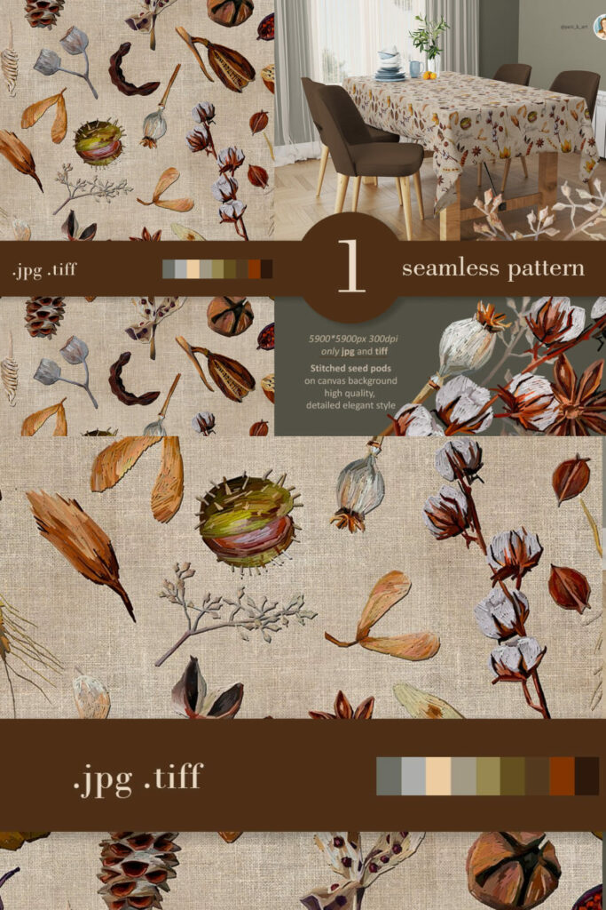 Fall Seamless Pattern, Autumn Floral Elements , Seed Pods – MasterBundles