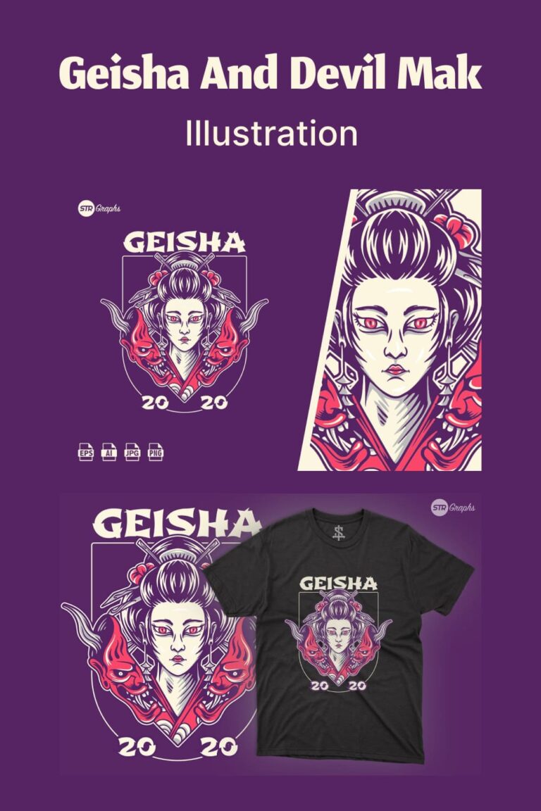 Geisha And Devil Mak Illustration – MasterBundles