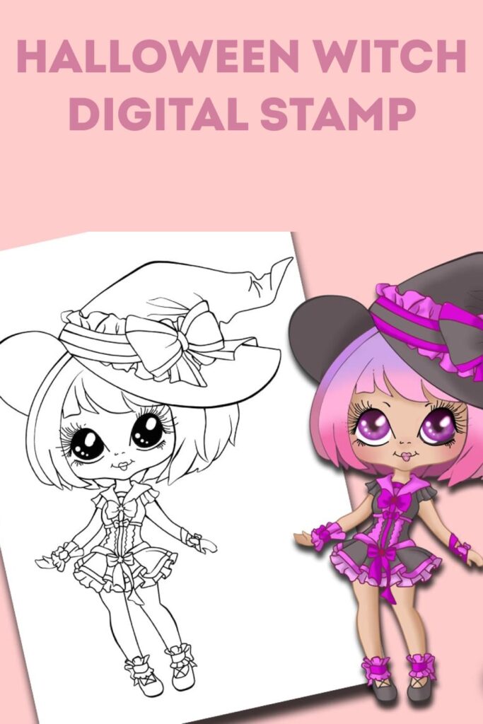 Halloween Witch Digital Stamp – MasterBundles