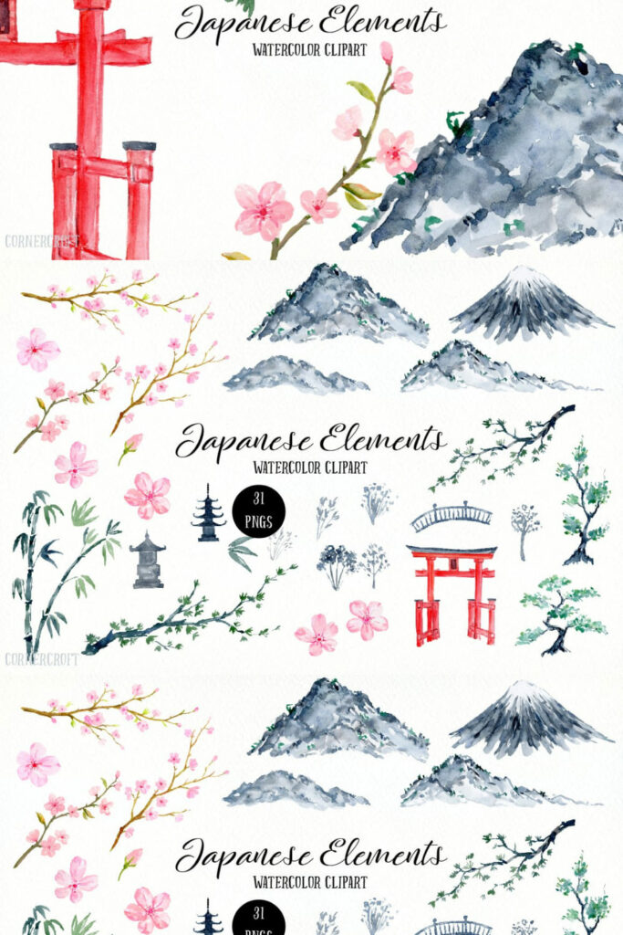 Japanese Elements Clip Art – MasterBundles