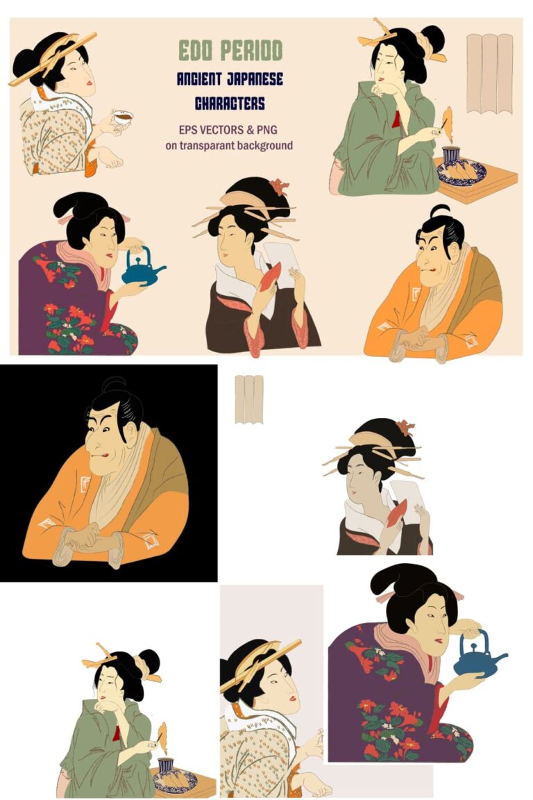 Japanese Woodblock Characters Set – MasterBundles