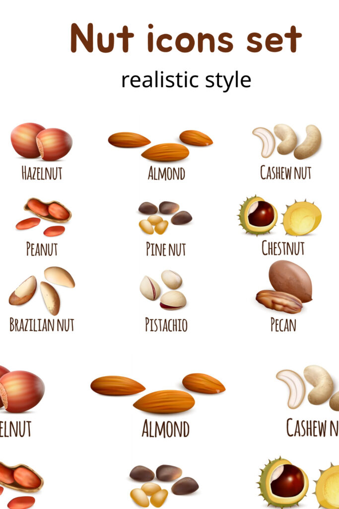 Nut Icons Set, Realistic Style – MasterBundles
