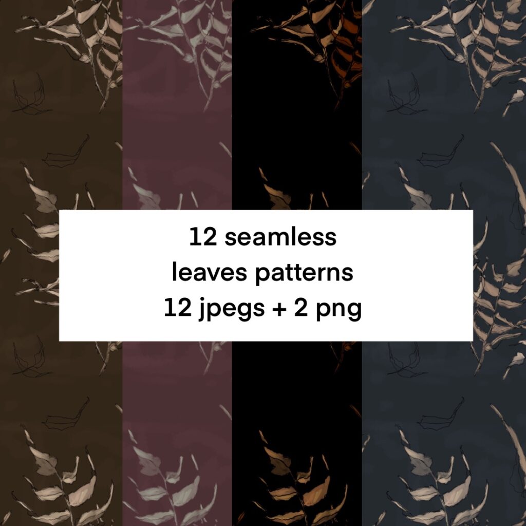 12 seamless leaves patterns12 jpegs + 2 png - MasterBundles