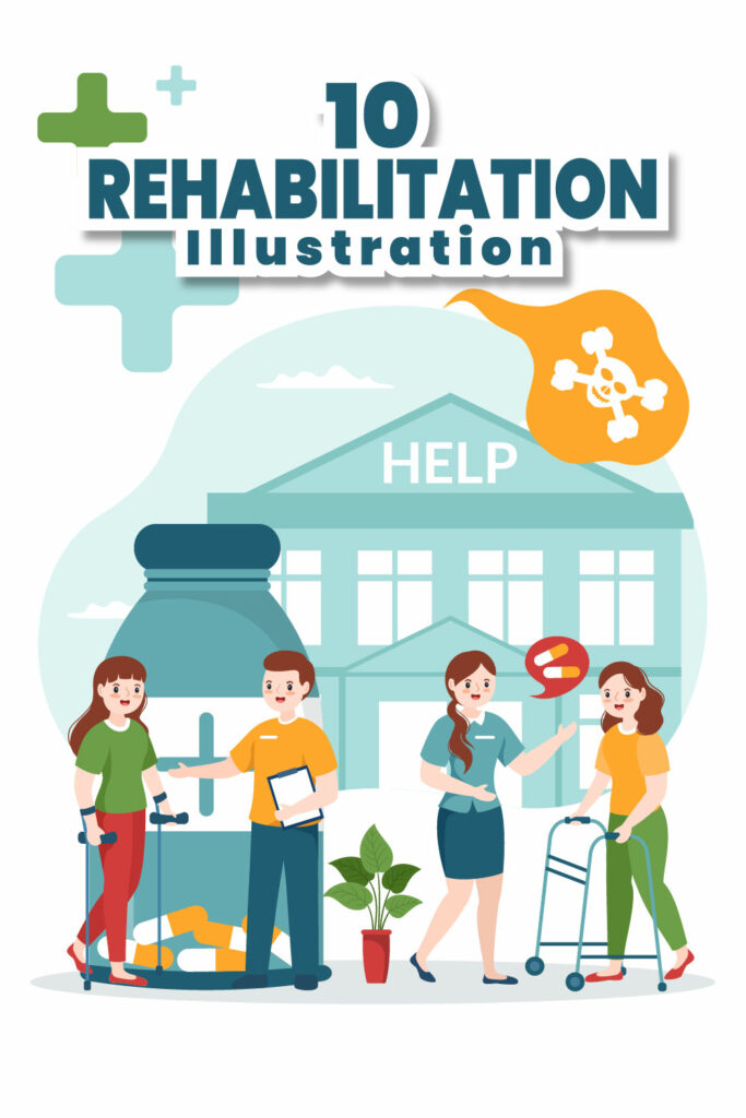 10 Rehabilitation or Physiotherapy Cartoon Illustration - MasterBundles