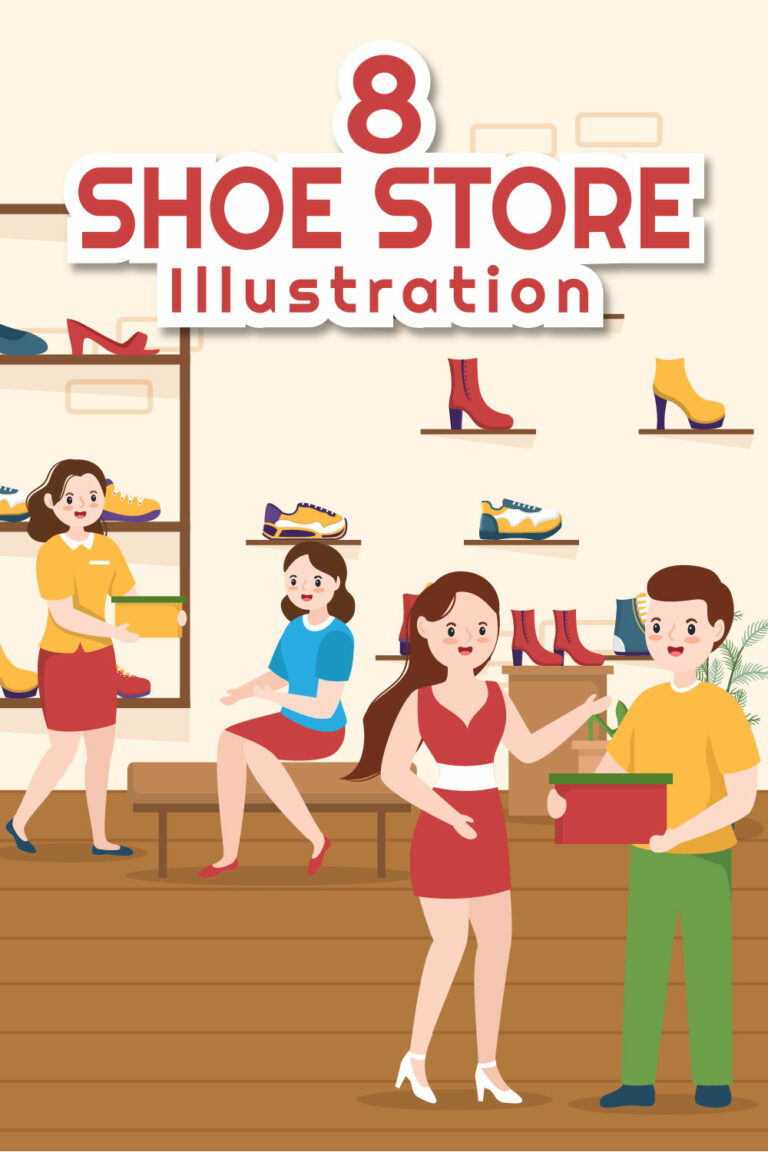 8 Shoe Store Flat Illustration - MasterBundles
