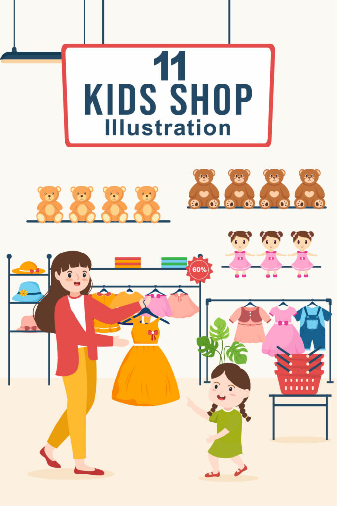 11 Kids Shop Illustration - MasterBundles