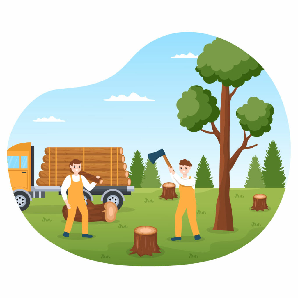 8 Tree Cutting and Timber Illustration - MasterBundles