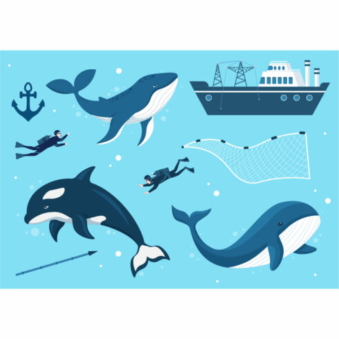 8 Whale Hunting Illustration - MasterBundles