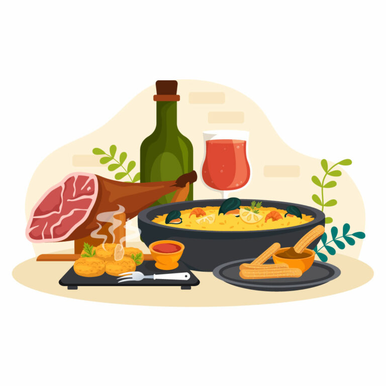 12 Spanish Food Cuisine Illustration - MasterBundles