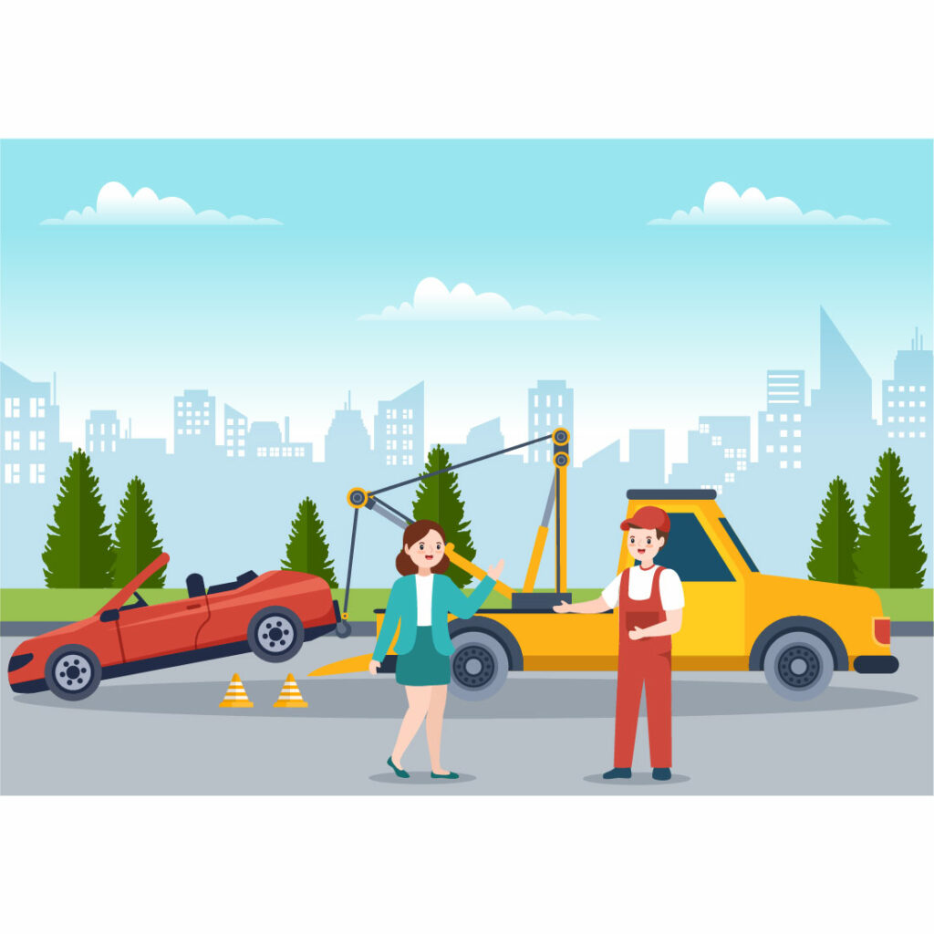 10 Auto Towing Car Illustration | MasterBundles