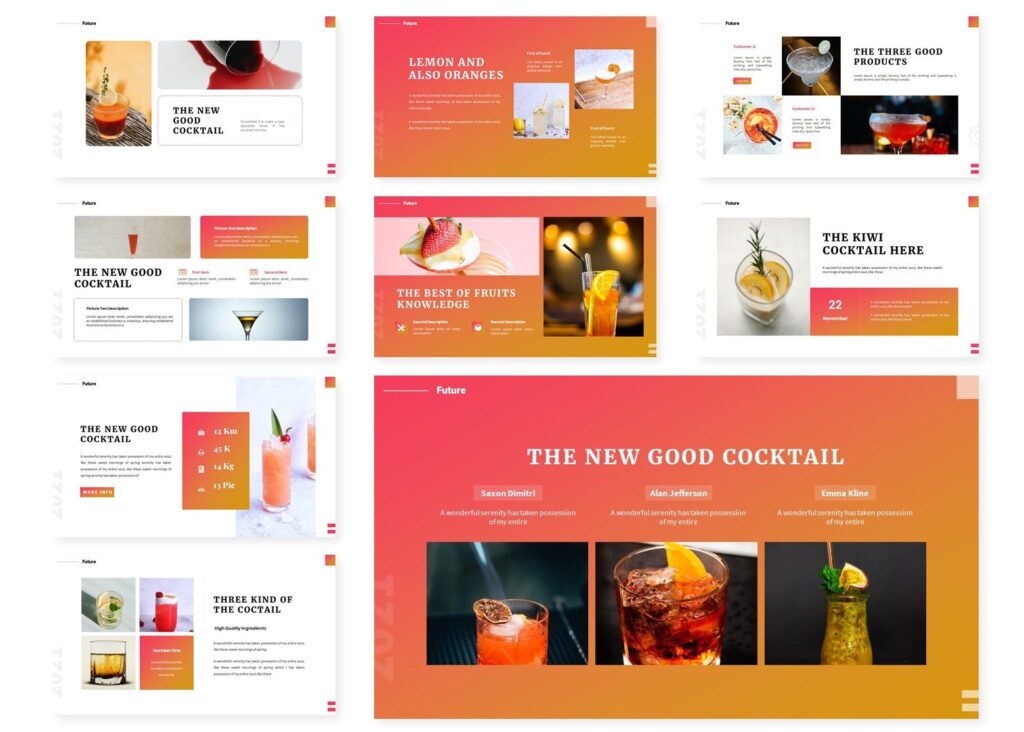 Cocktail PowerPoint Template – MasterBundles