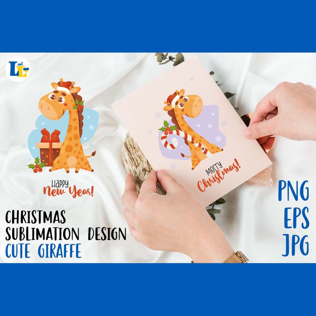 Cute New Years giraffe Santa |Christmas Sublimation Design - MasterBundles