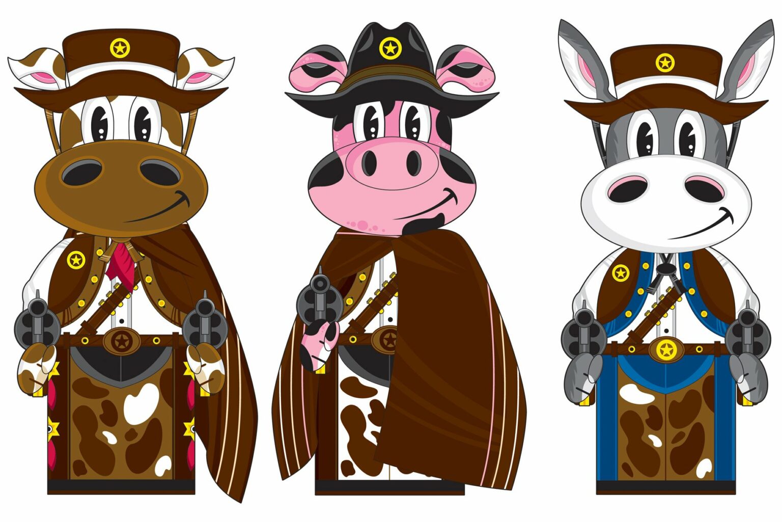 Cartoon Animal Cowboy Sheriffs Vector Illustration – MasterBundles