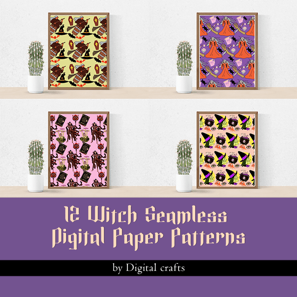 12 Halloween Witch Seamless Patterns – MasterBundles