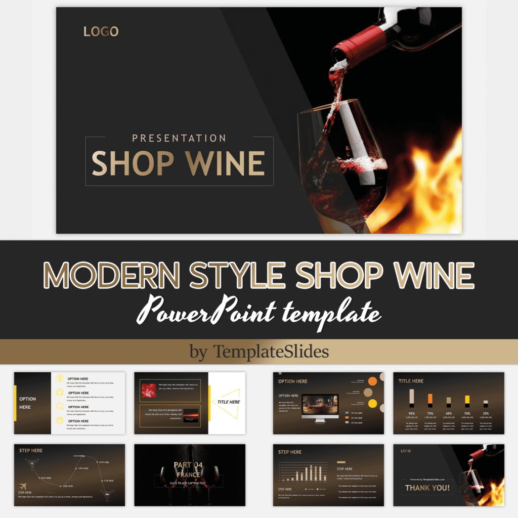 Modern Style Shop Wine PowerPoint Template – MasterBundles