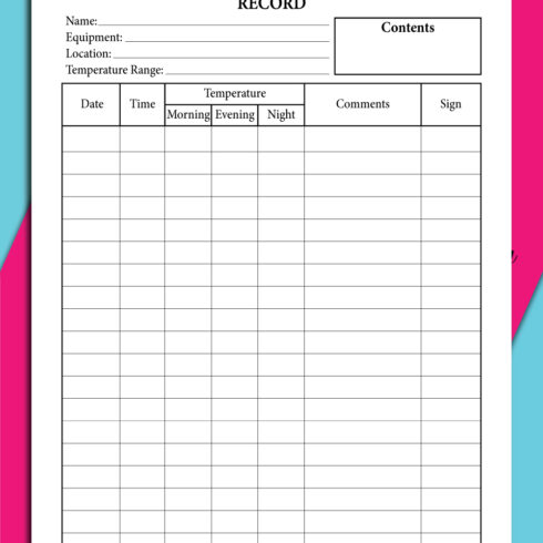 Temperature Log Book - KDP Interiors. | MasterBundles