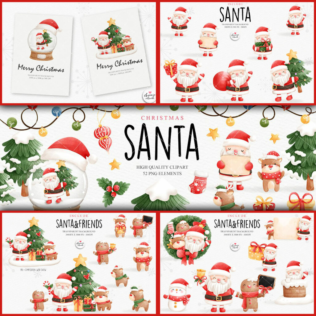 Christmas Clipart, Santa Claus – MasterBundles