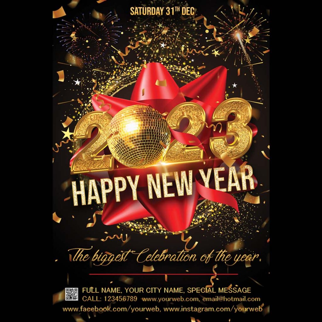 Happy New Year 2023 flyer logo - MasterBundles