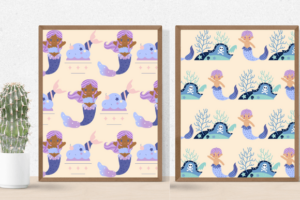 12 Cute Sea Mermaid Digital Paper – MasterBundles
