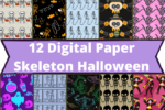 12 Digital Paper Skeleton Halloween 12×12 – MasterBundles