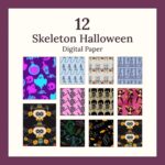 12 Digital Paper Skeleton Halloween 12×12 – MasterBundles