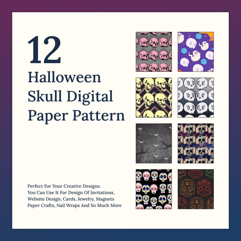 12 Halloween Skull Digital Paper Pattern – MasterBundles