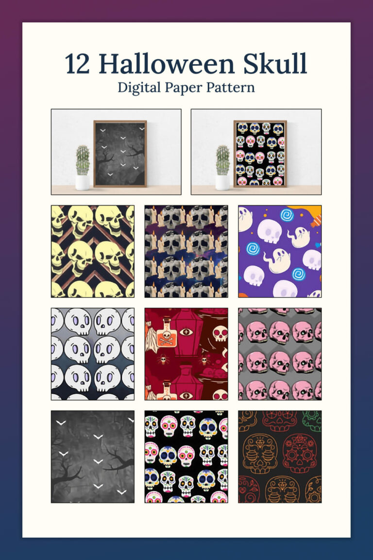 12 Halloween Skull Digital Paper Pattern – MasterBundles