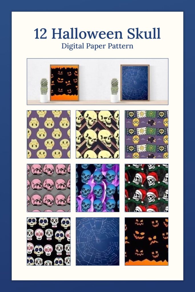 12 Halloween Skull Digital Paper Pattern – MasterBundles