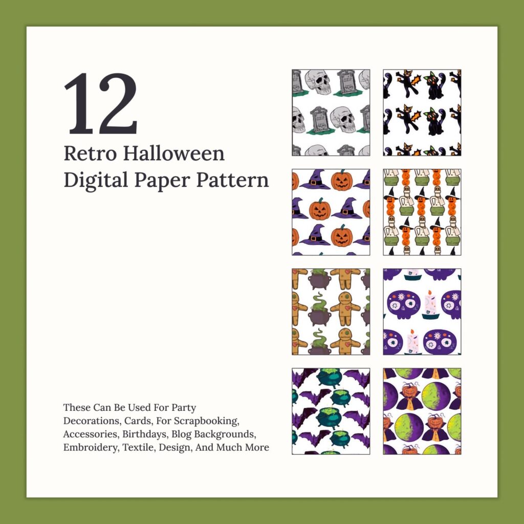 12 Retro Halloween Digital Paper Pattern – MasterBundles