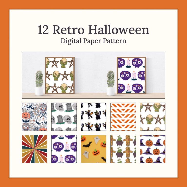 12 Retro Halloween Digital Paper Pattern – MasterBundles